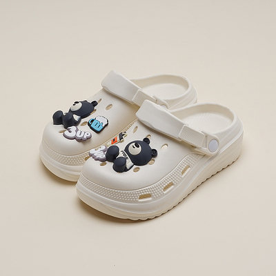 厚底洞洞鞋女款夏季外穿2025新款防滑沙滩鞋踩屎感包头半拖鞋女士