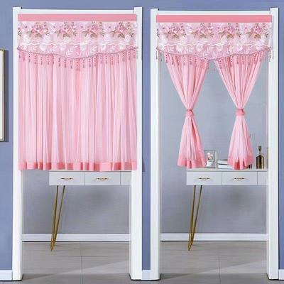 门帘半帘挡隐私隔断帘卧室半截帘布纱双层厨房卫生间遮挡帘免打孔