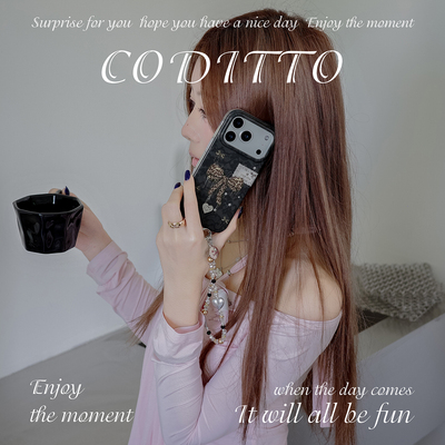 coditto黑蕾丝蝴蝶结适用苹果