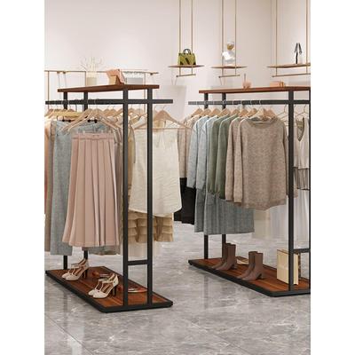 服装店展示架落地式店铺双排衣架中岛展示台裤子收纳中间挂衣架子