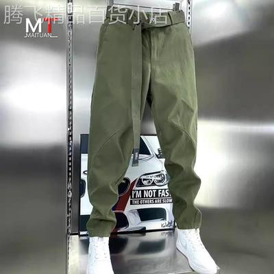 高端休闲裤男士夏季薄款2025新款男裤潮牌工装九分裤子男款老爹裤
