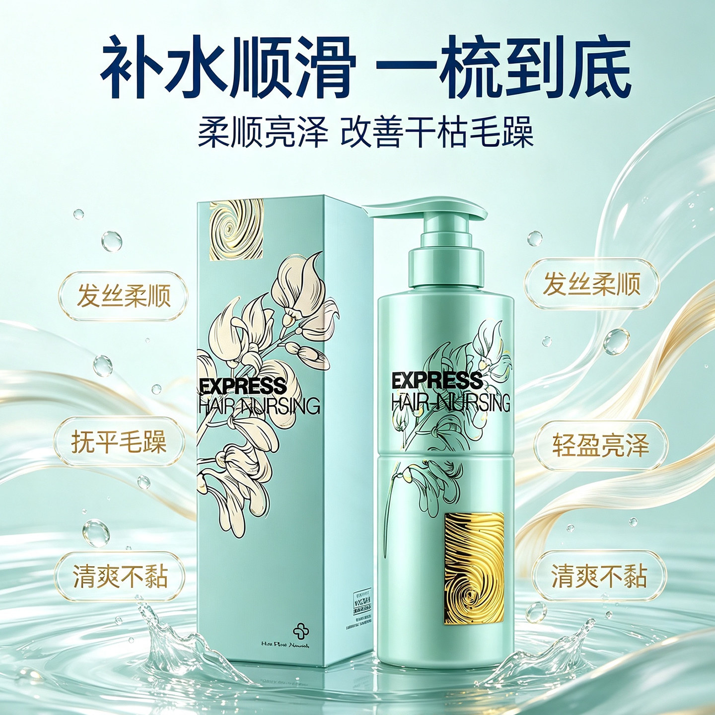 lavghr绿钻依兰花珍萃修护精华霜改善干枯毛躁分叉补水顺滑护发素