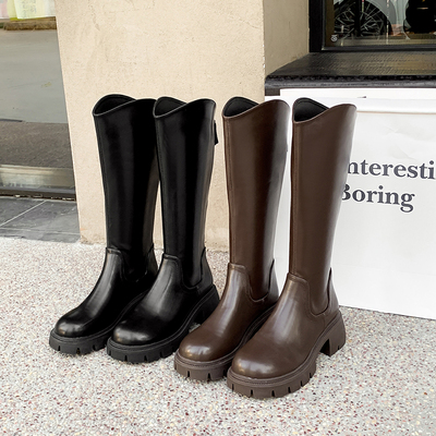 小码骑士靴女厚底圆头不过膝长靴