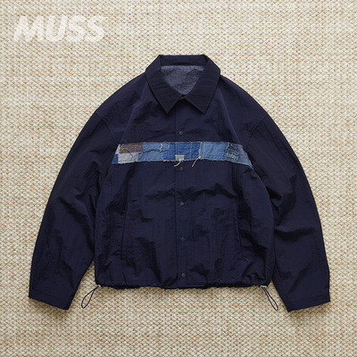 KUON日产贴布翻领教练夹克外套