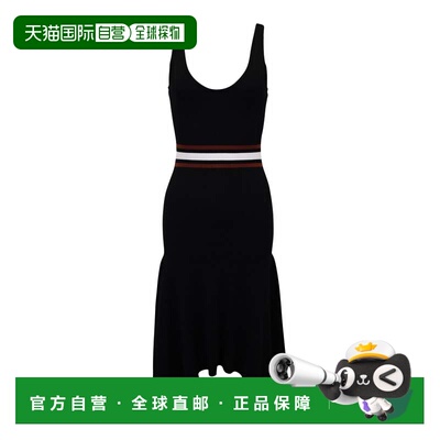 自营A.L.C.Anders黑色粘胶纤维手帕麻针织迷笛裙-黑色 美国奥莱直