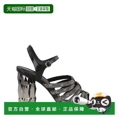 自营salvatore ferragamoAmalia 缀饰系带凉鞋 - 黑色 美国奥莱直