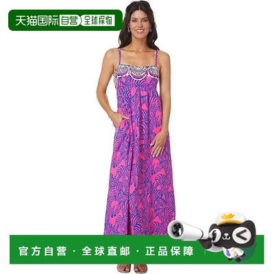 自营 Lilly Pulitzer Bernadetta Maxi女式0粉色动物印花A线ERK89