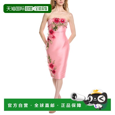自营Badgley Mischka Floral Cocktail Dress - red 美国奥莱直发