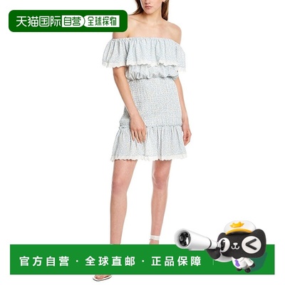 自营 Stellah 抽褶迷你早秋新款连衣裙 蓝色 美国奥莱直发包臀裙