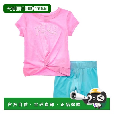 自营PUMA 2pc Jersey T-Shirt & Biker Short Set - pink 美国奥