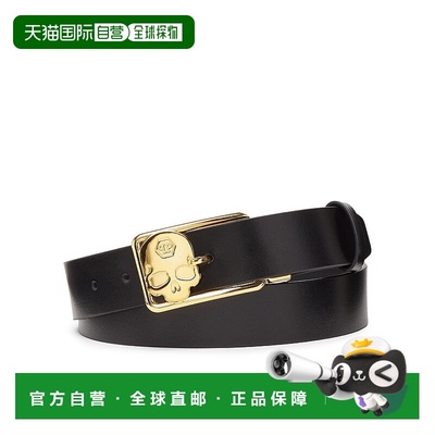 自营philipp pleinLeather Belt - black/gold 美国奥莱直发皮带