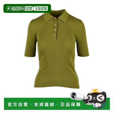 自营marella合身修身棱纹针织Polo衫-金色 美国奥莱直发