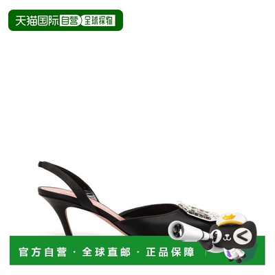 自营Amina Muaddi Ladies Nappa Black Camelia Sling 60 mm Sand