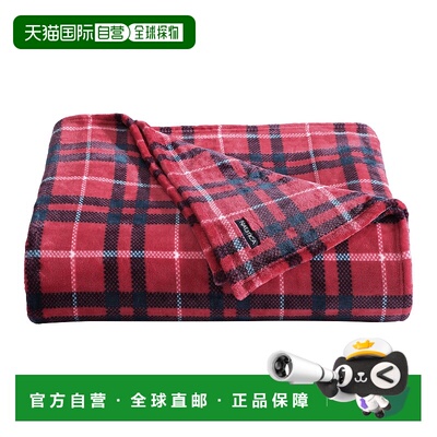 自营 Nautica Winter Tattersall 红色国王毛毯 - 红木 美国奥莱