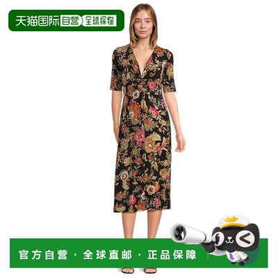 自营johnny wasJohnny是Janie喜欢的Midi秋千连衣裙女性黑色Twist