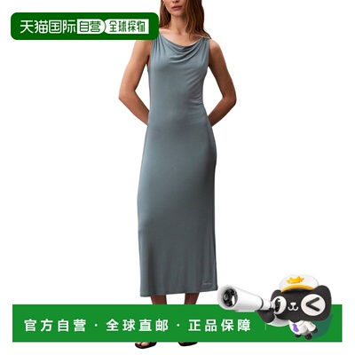自营Calvin Klein Second Skin两面穿中长款连衣裙-蓝色 美国奥莱