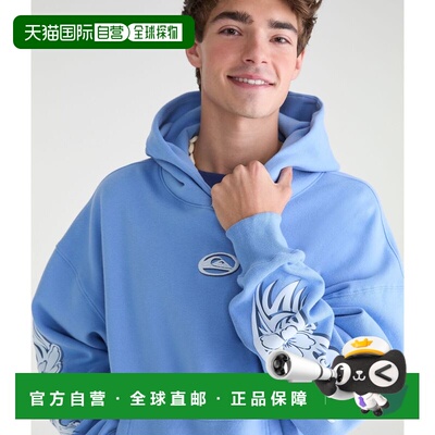 自营Aeropostale Quiksilver Hibiscus方形套头衫连帽衫-浅蓝色44