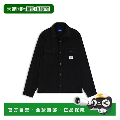 自营hugo bossOversize-fit shirt in cotton corduroy - black