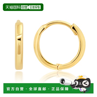 自营max + stone14K Yellow Gold 10mm Domed Style Huggie Hoop