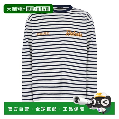 自营dsquared2Long-Sleeved Crew Neck Shirt With 'Rebels' Grap