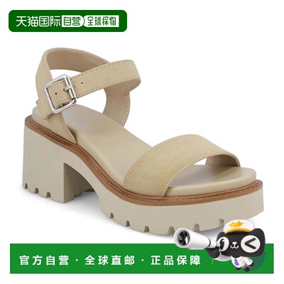 自营Women's Mia Savy Sandals Beige Leather Buckle Strap Bloc
