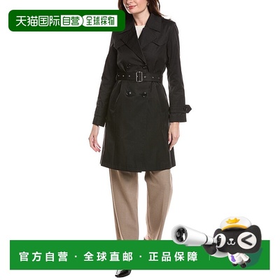自营Via Spiga Double-Breasted Trench Coat - black 美国奥莱直