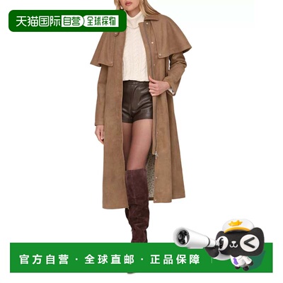自营avec les filles搭配女童风衣女式棕色人造Suee长款Seeve GBO