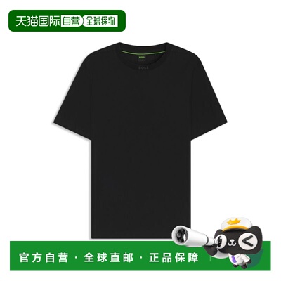 自营bossLogo-collar T-shirt in cotton jersey - black 美国奥