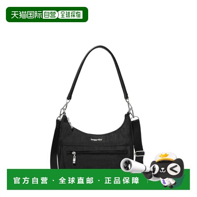 自营 baggallini 现代口袋半月单肩包 - 黑色 美国奥莱直发背包