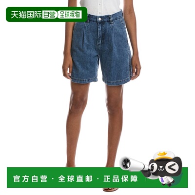 自营current elliottCurrent/Elliott打褶牛仔短蓝 美国奥莱直发