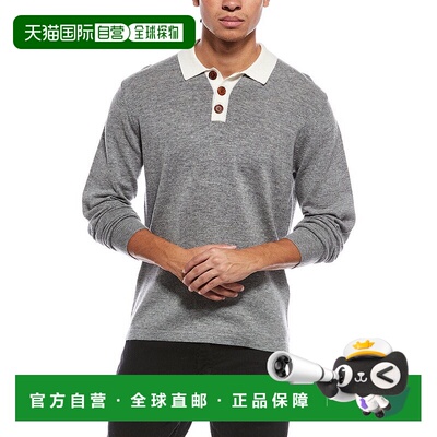 自营Brodie Cashmere Solid Wool & Cashmere-Blend Rugby Shirt