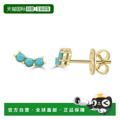 自营sabrina14K Yellow Gold Turquoise 3-Stone Stud Earrings 1