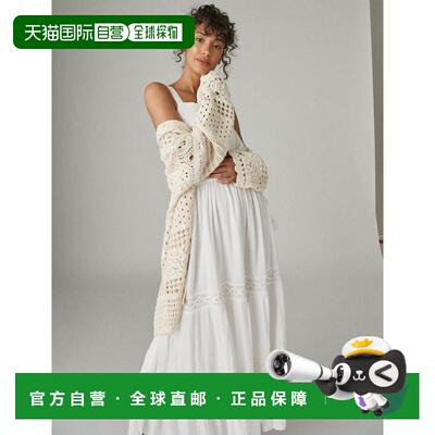 自营Lucky Brand Women's Lace Tiered Maxi Dress white 美国奥