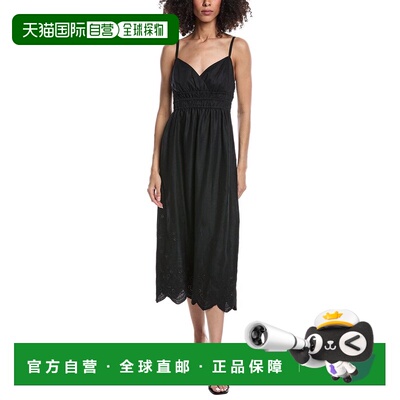 自营tyler boe Maria Linen Midi Dress - black 美国奥莱直发