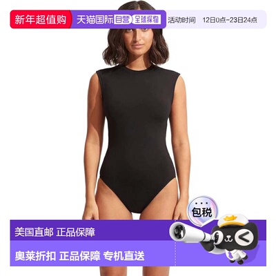 自营Women's Seafolly Collective Swimsuit Black Stretch Open