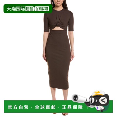 自营susana monaco Knotted Midi Dress - brown 美国奥莱直发