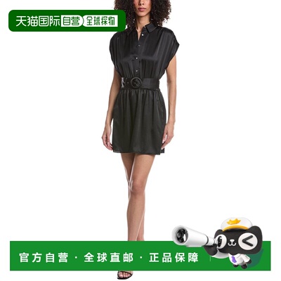 自营Ramy Brook Nava Belted Silk-Blend Shirtdress - black 美