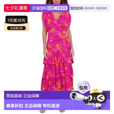 自营Kensie Printed Burnout Woven Midi Dress - purple 美国奥