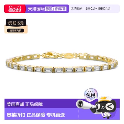 自营geneviveSterling Silver 14K Gold Plated with Baguette Cu