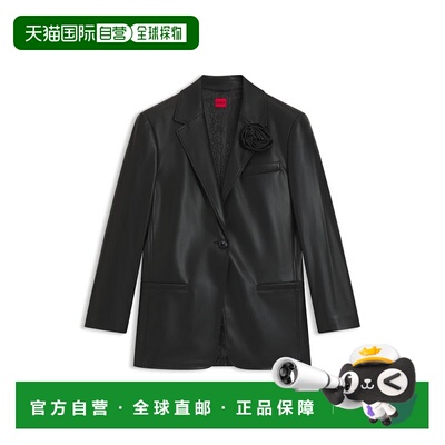 自营hugo bossRegular-fit blazer in faux leather - black 美国