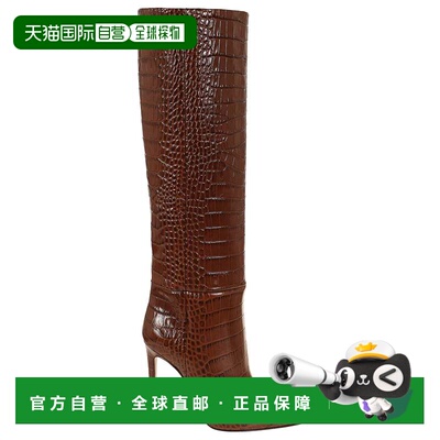 自营paris texas鳄鱼效果尖头细跟靴子-棕色 美国奥莱直发女靴