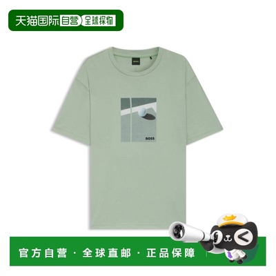 自营bossTennis-artwork T-shirt in Pima cotton - light green