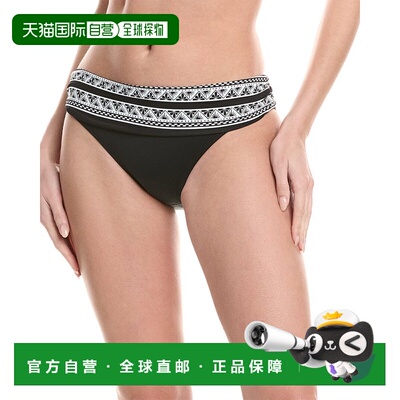 自营La Blanca Banded Front Bikini Bottom - black 美国奥莱直
