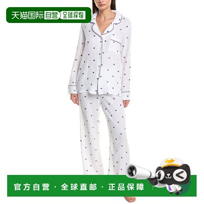 自营Splendid 2件套 Lottie 纱布睡裤套装 - 白色 美国奥莱直发