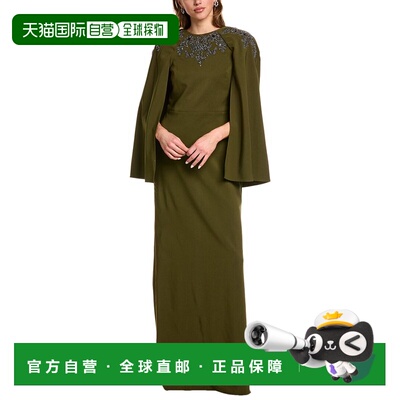 自营Marchesa Notte Crepe Maxi 连衣裙 - 绿色长裙 直发美国奥莱