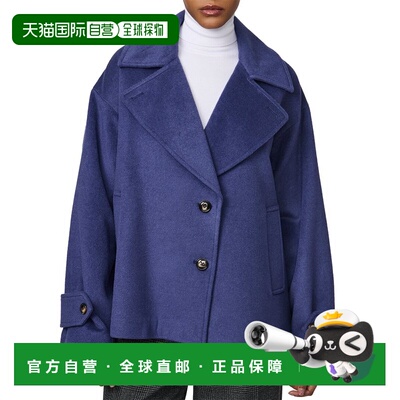 美国直邮自营Bernardo中号羊毛混纺大衣-蓝色 美国奥莱直发