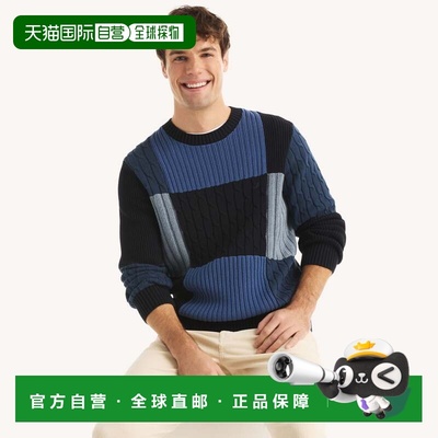 自营Nautica Mens Patchwork Crewneck Sweater - navy seas 美国