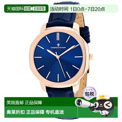 自营Christian Van Sant Women's Octave Slim Blue Round 37mm -
