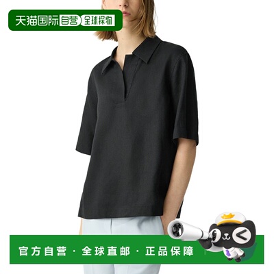 自营theory理论亚麻方盒翻领上衣-黑色 美国奥莱直发
