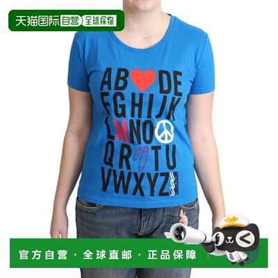 自营Moschino Cotton Alphabet Letter Print Women's Tops - blu